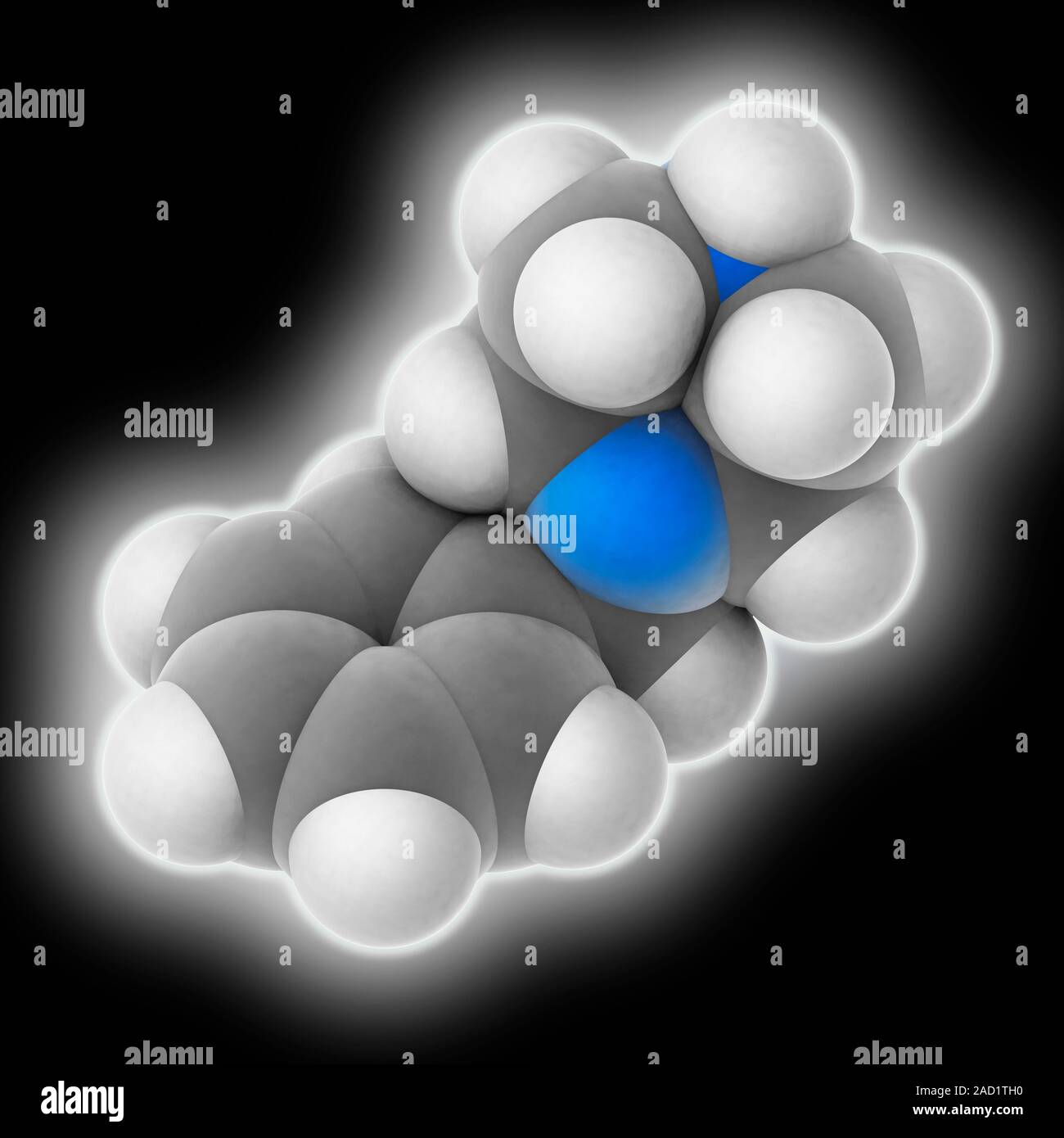Benzylpiperazine. Molecular model of the recreational drug ...