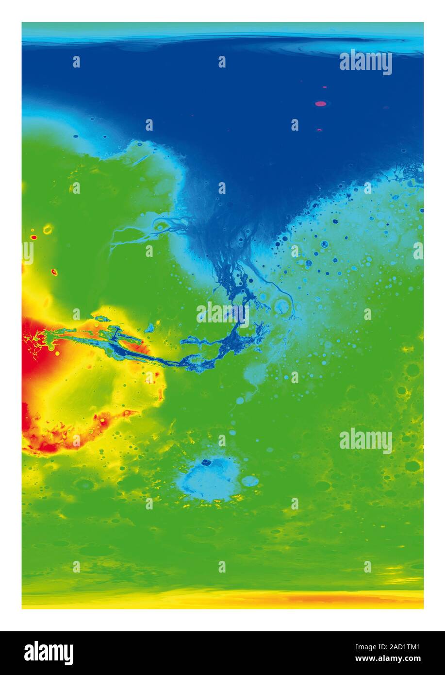 Hypothetical water map of Mars. Relief map of the surface of Mars ...