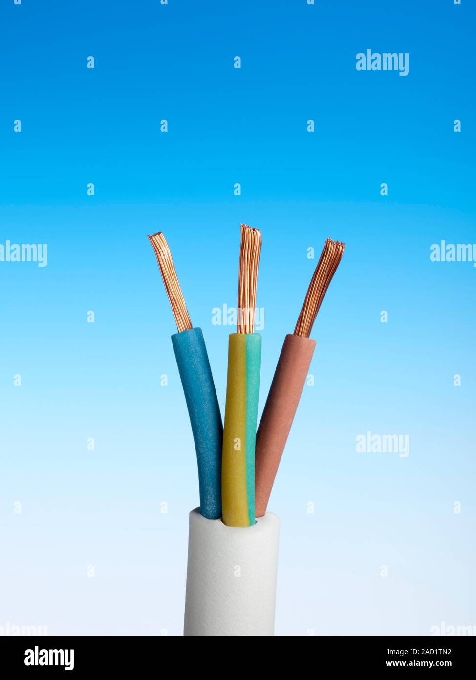 Electrical cable. A section of three-core electrical cable as used in ...