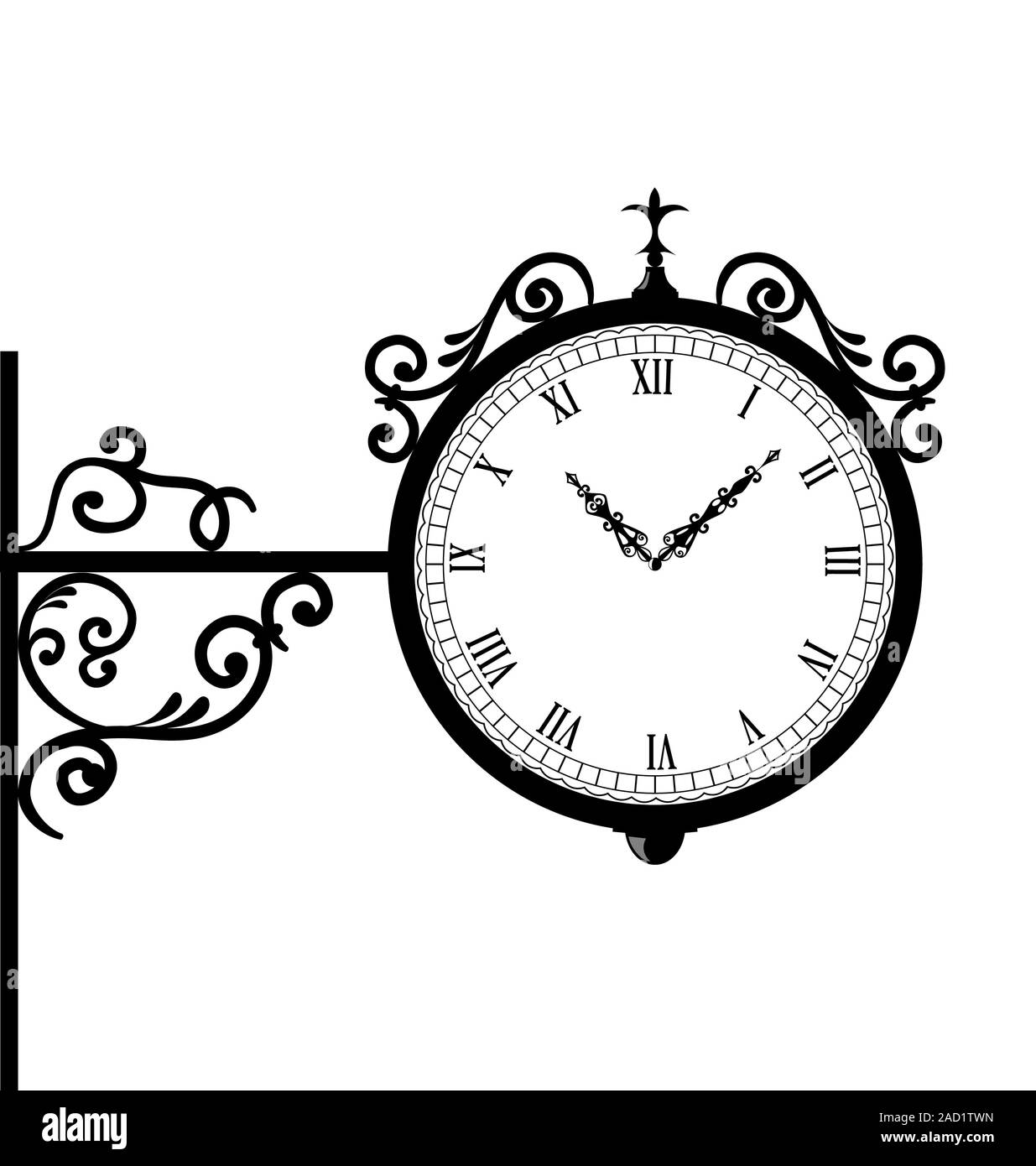 Clock retro illustration Black and White Stock Photos & Images - Alamy