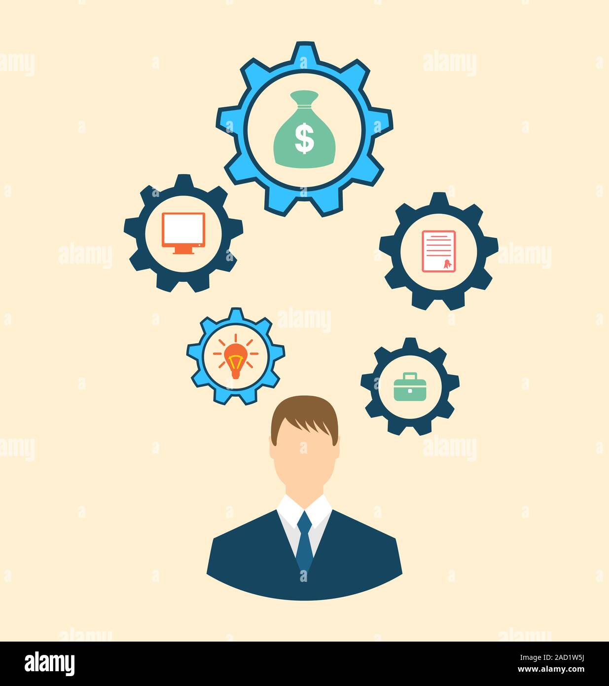 Silhouette head cogwheels brain hi-res stock photography and images - Alamy