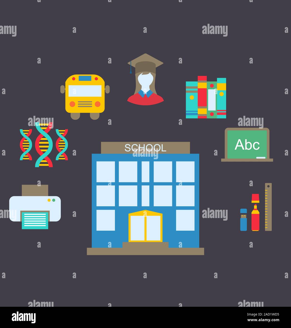 Flat Colorful Simple Icons Stock Photo - Alamy