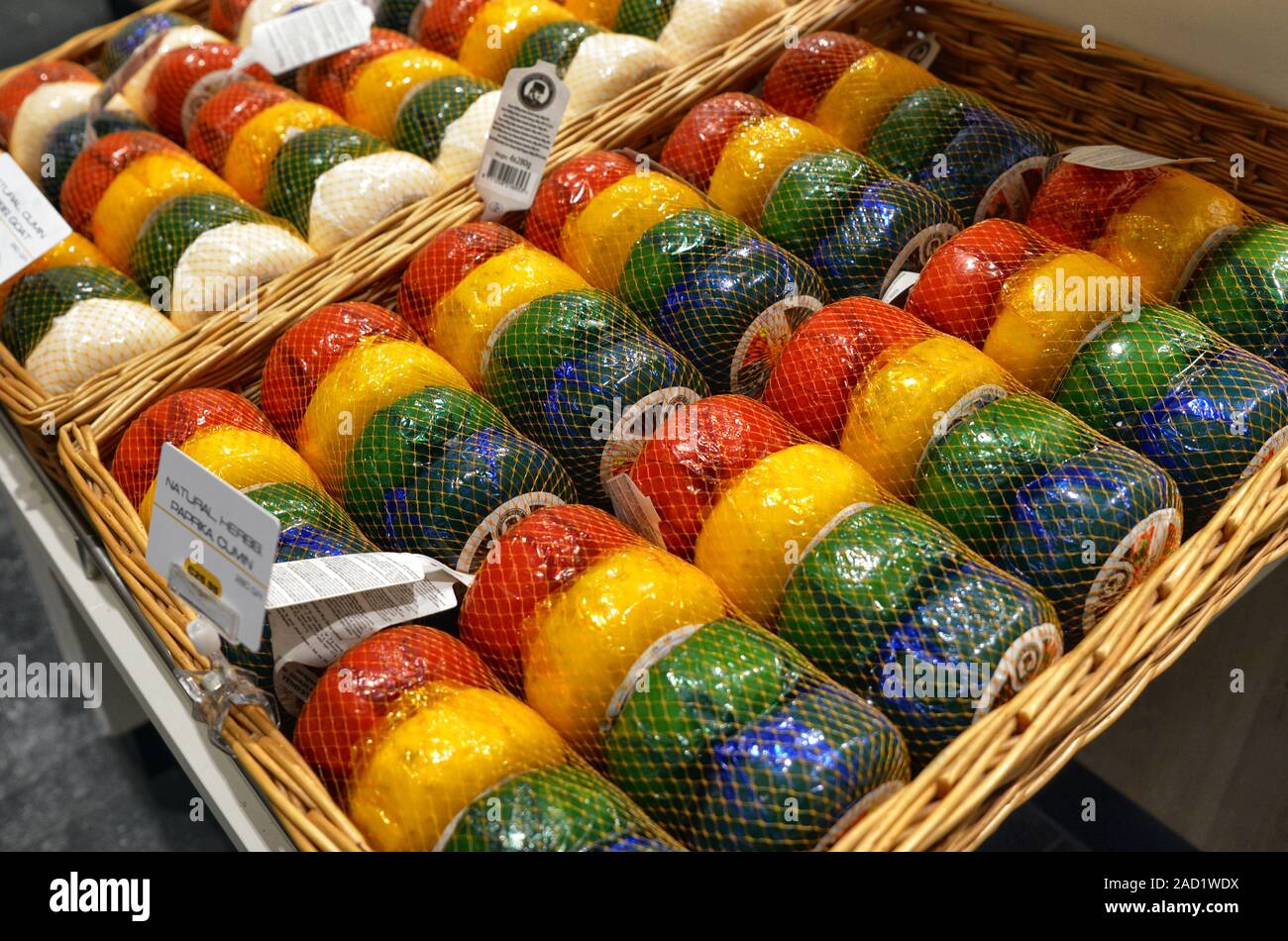 Amsterdam, Holland, August 201. Dutch cheese shapes: displayed on ...