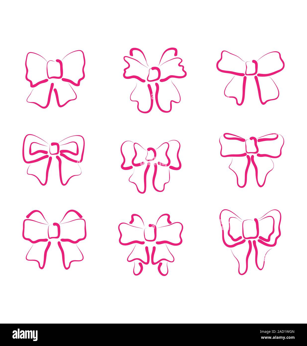 Christmas set outline gift bows isolated Stock Photo - Alamy