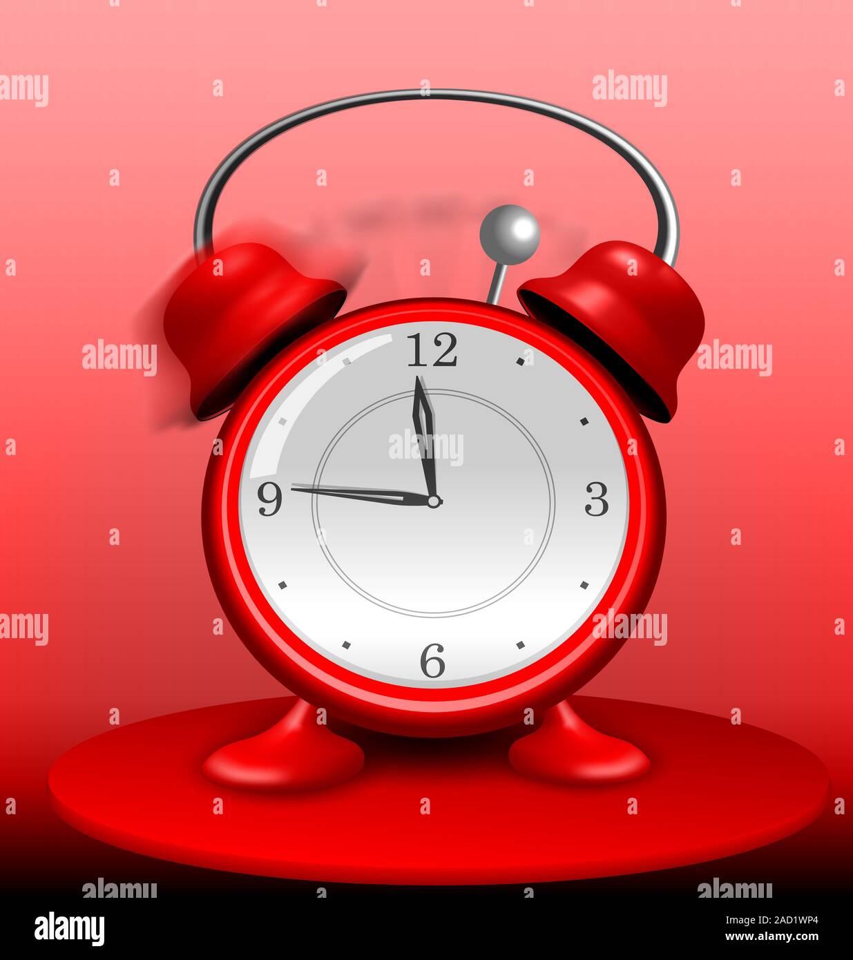 Red Alarm Clock Ringing Wildly Stock Photo - Alamy