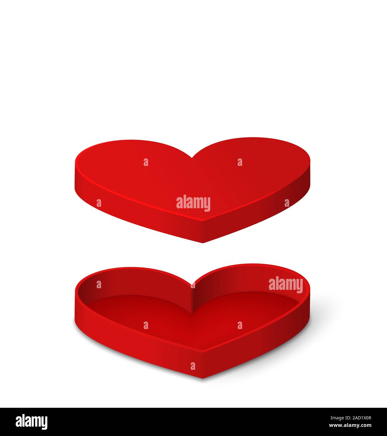 Open Red Gift Box in Heart Shaped Isolated for Valentines Day Stock ...