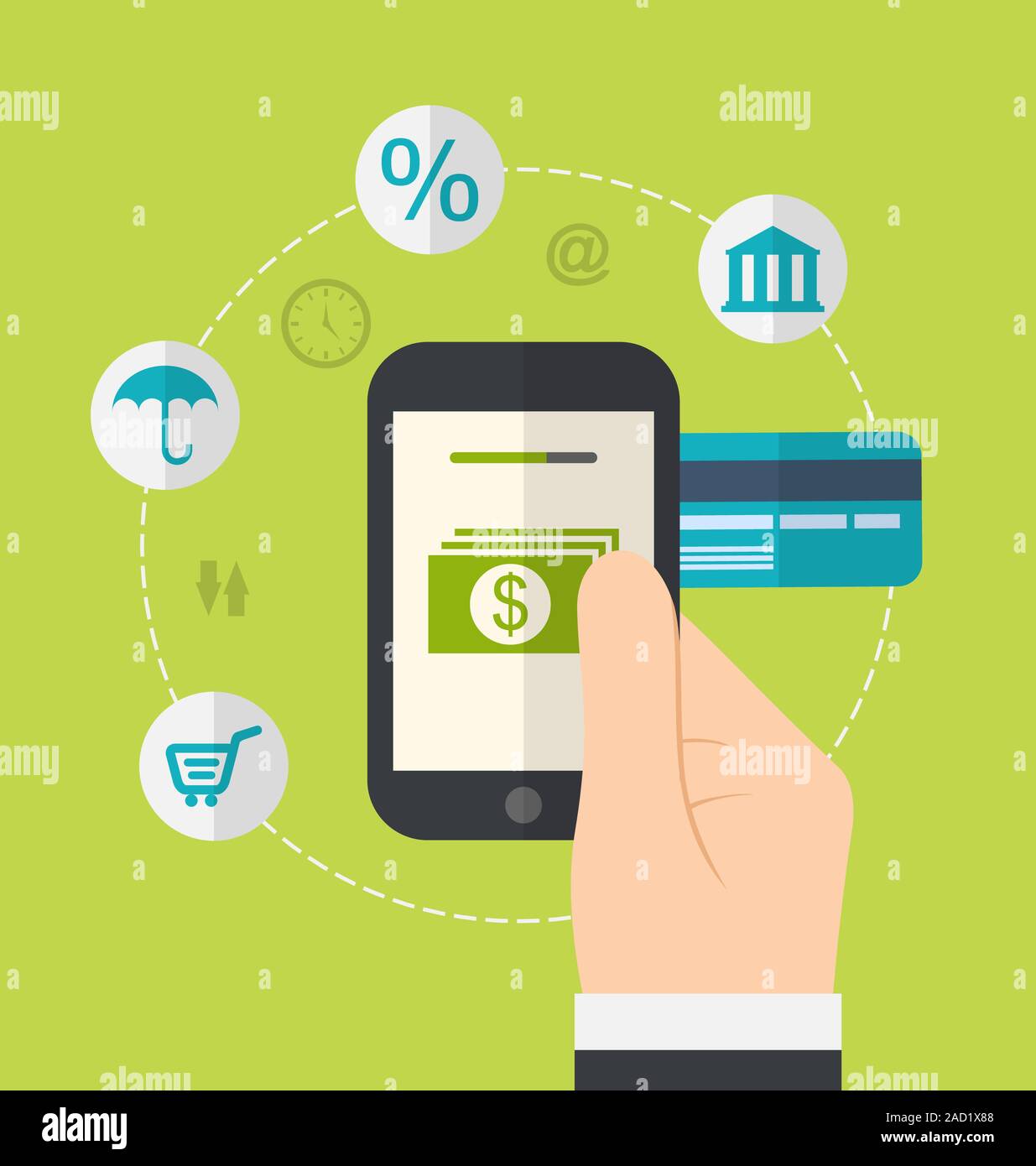 Concepts of online payment methods. Icons for online payment gat Stock ...