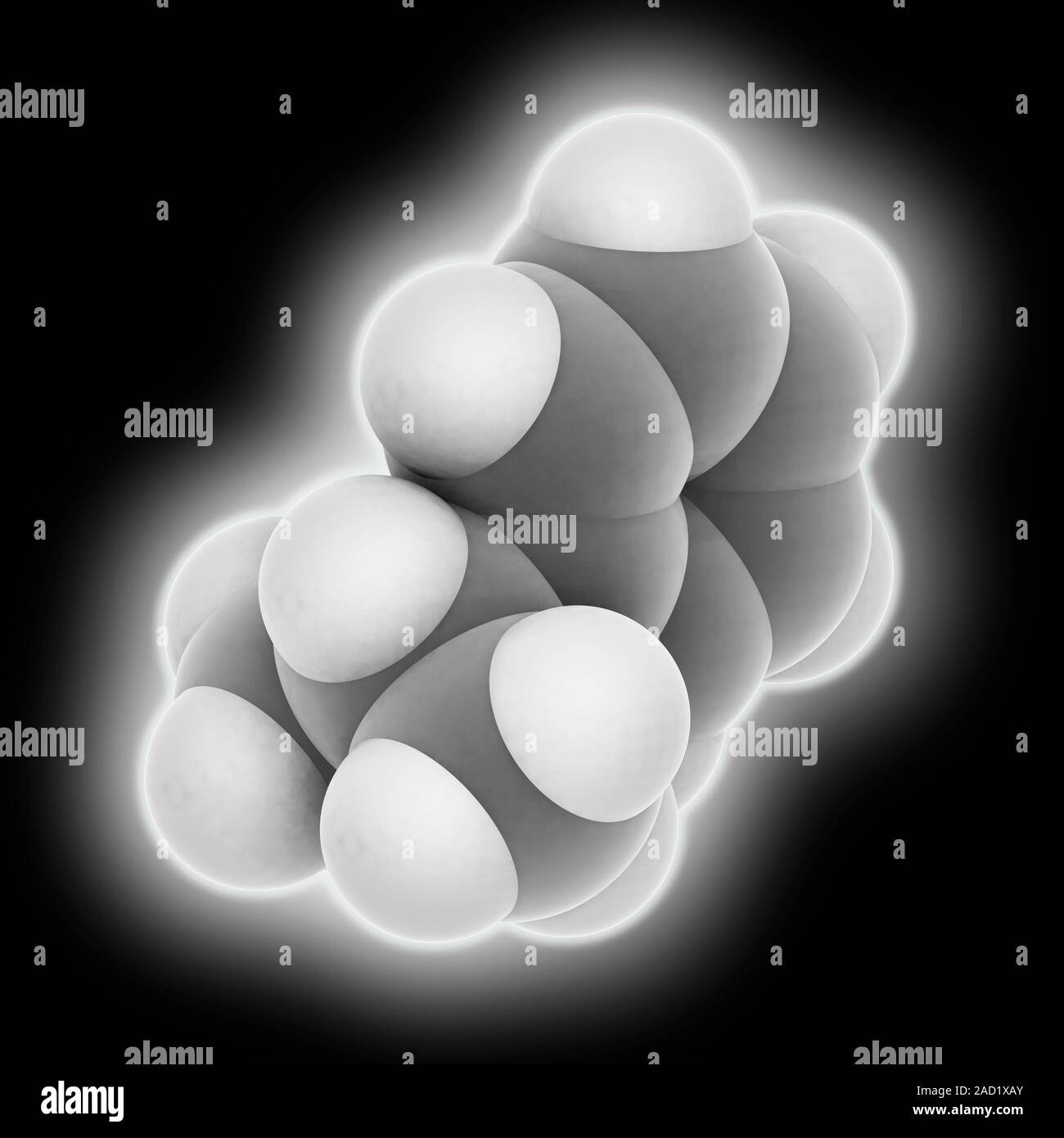 Cumene. Molecular model of the aromatic hydrocarbon cumene (C9.H12 ...