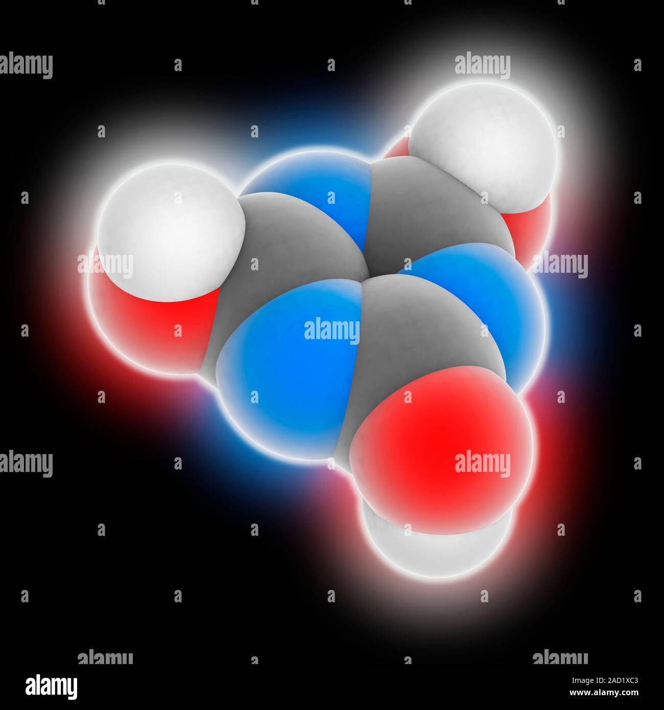 Cyanuric acid. Molecular model of the organic compound cyanuric acid ...