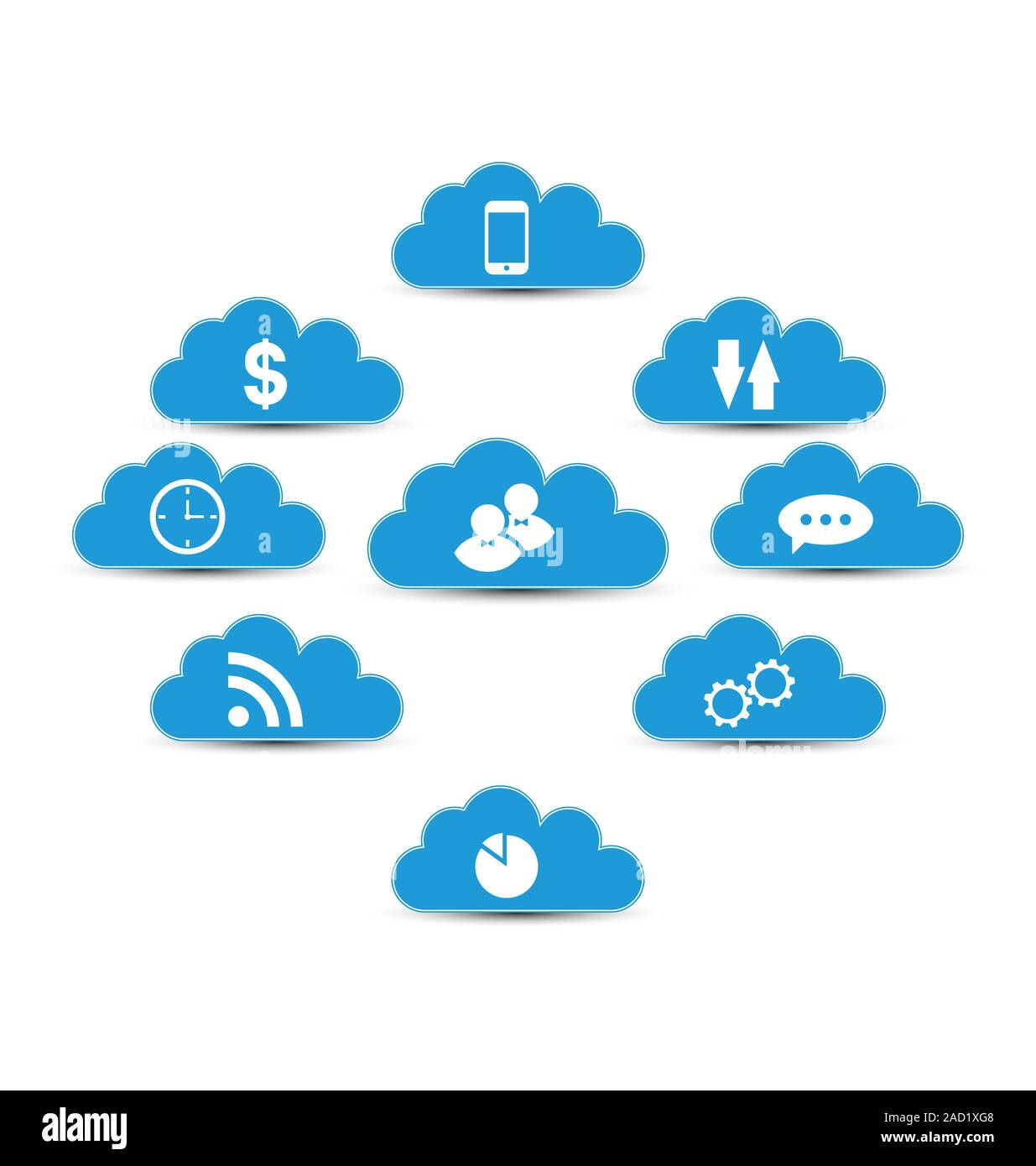 Cloud computing and technology, infographic design elements Stock Photo ...