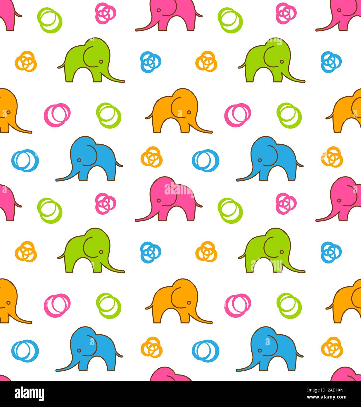 Seamless Texture with Colorful Cartoon Elephants Stock Photo - Alamy