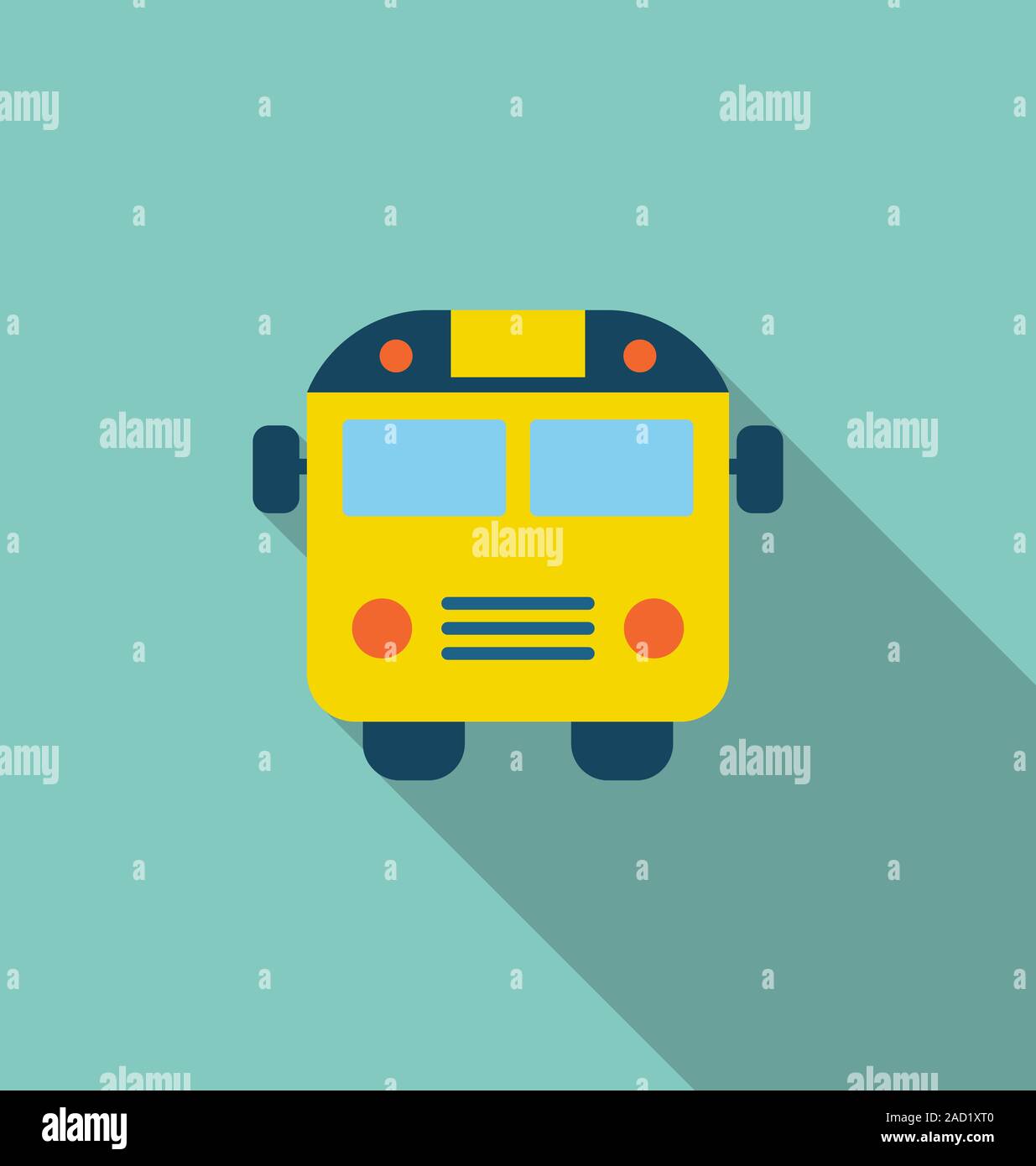 Illustration School Bus Flat Icon with Long Shadow Stock Photo - Alamy