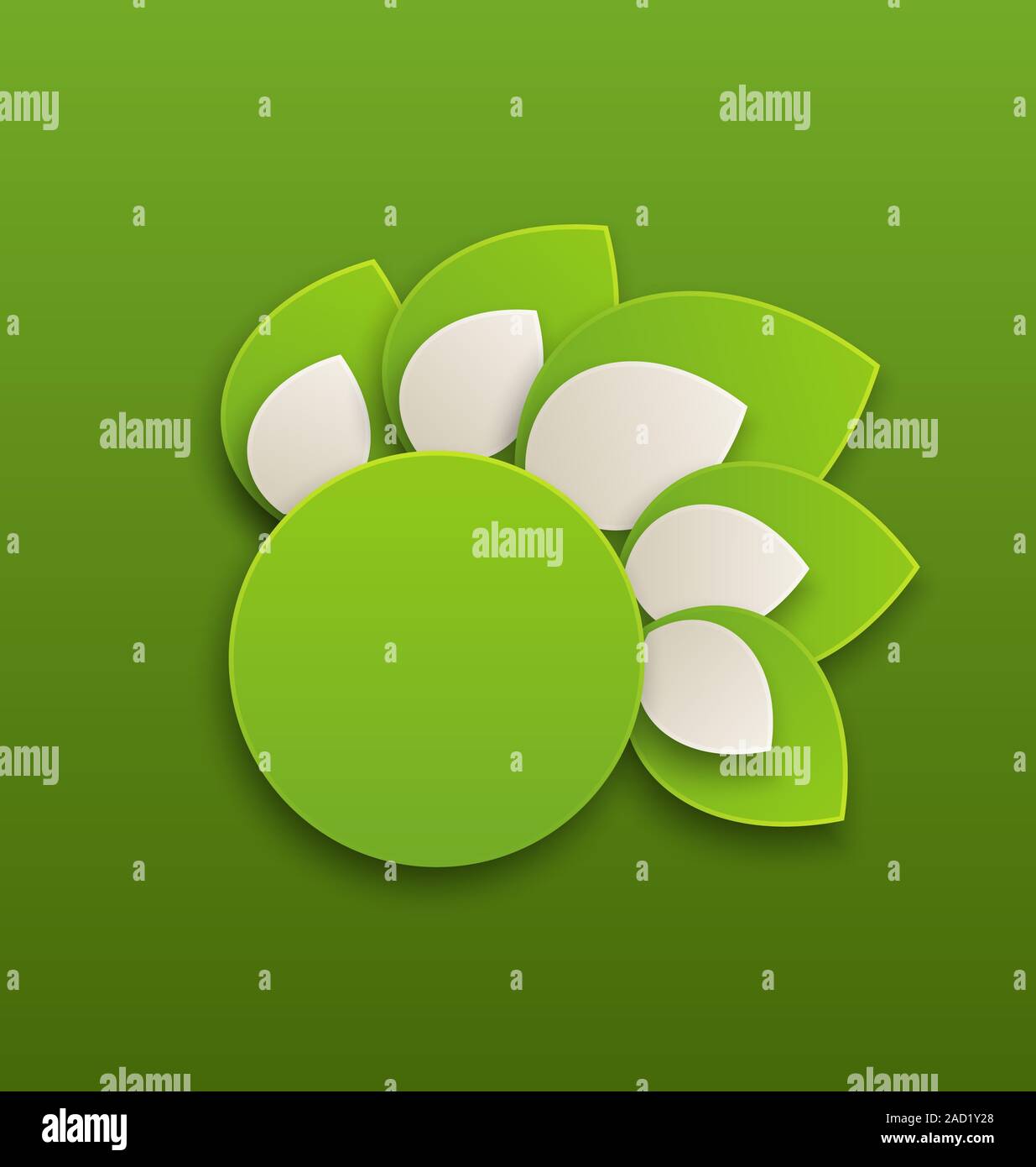 Circle label with green leaves Stock Photo - Alamy