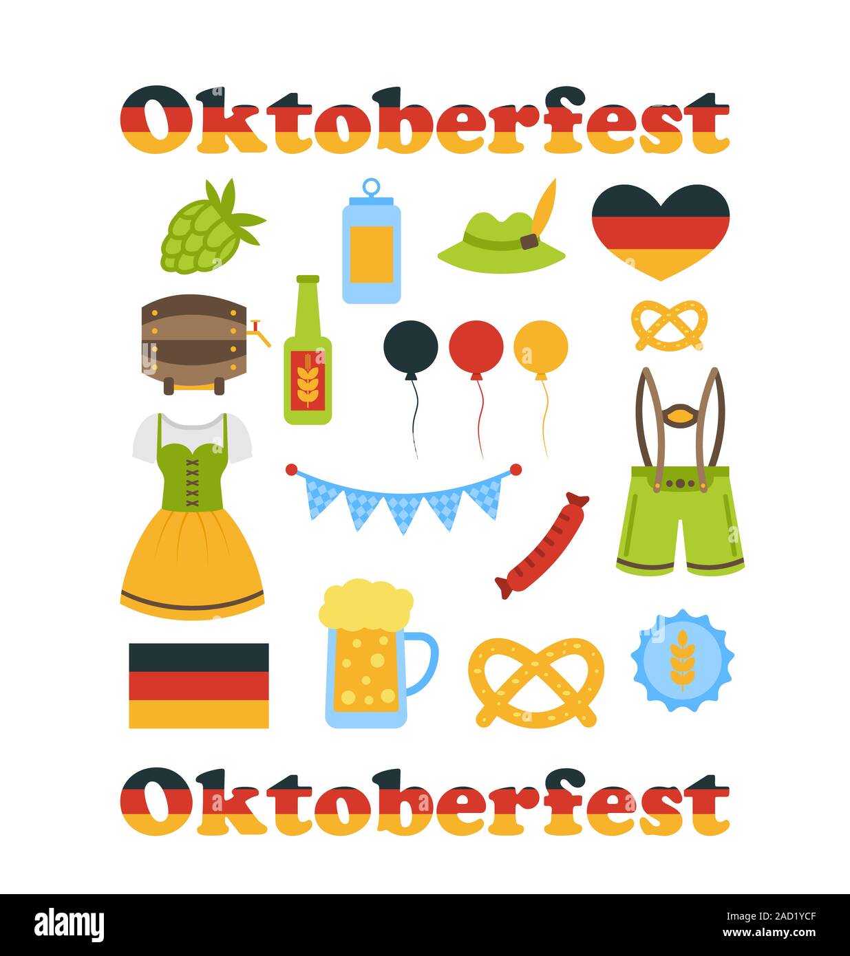 Oktoberfest Colorful Symbols Isolated Stock Photo - Alamy