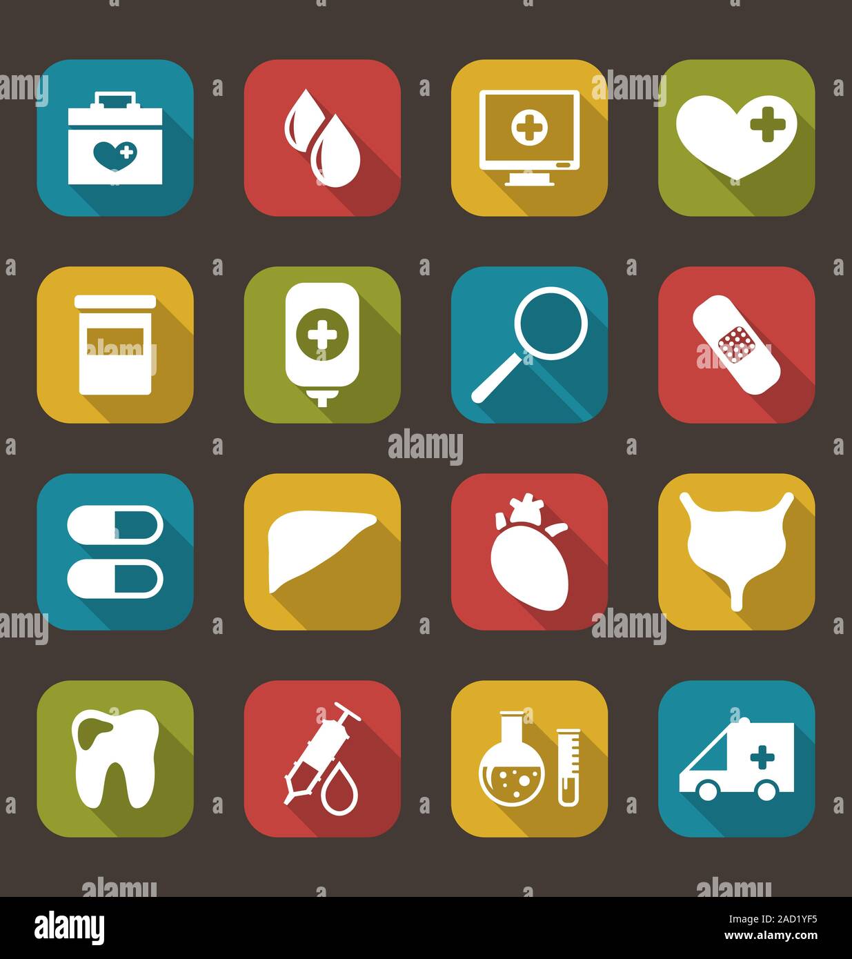 Collection Trendy Flat Medical Icons Stock Photo - Alamy