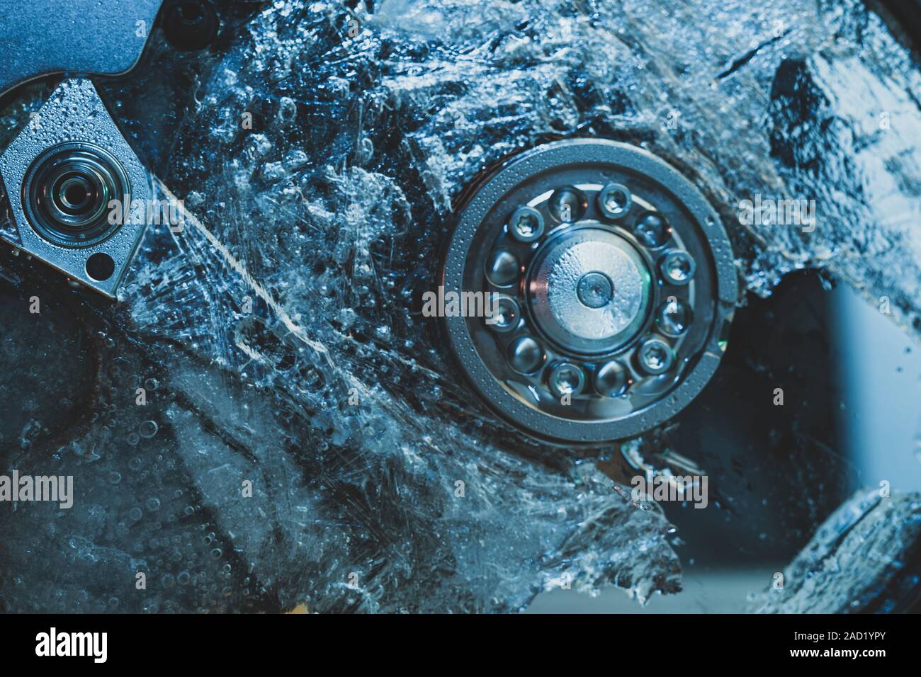 Beautiful open detail frozen hard disk background. Concept protection ...