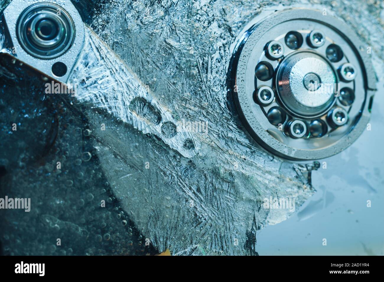 Beautiful open detail frozen hard disk background. Concept protection ...