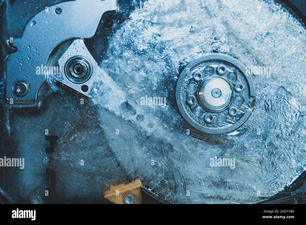 Beautiful open detail frozen hard disk background. Concept protection ...