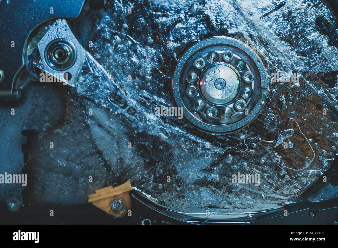 Beautiful open detail frozen hard disk background. Concept protection ...