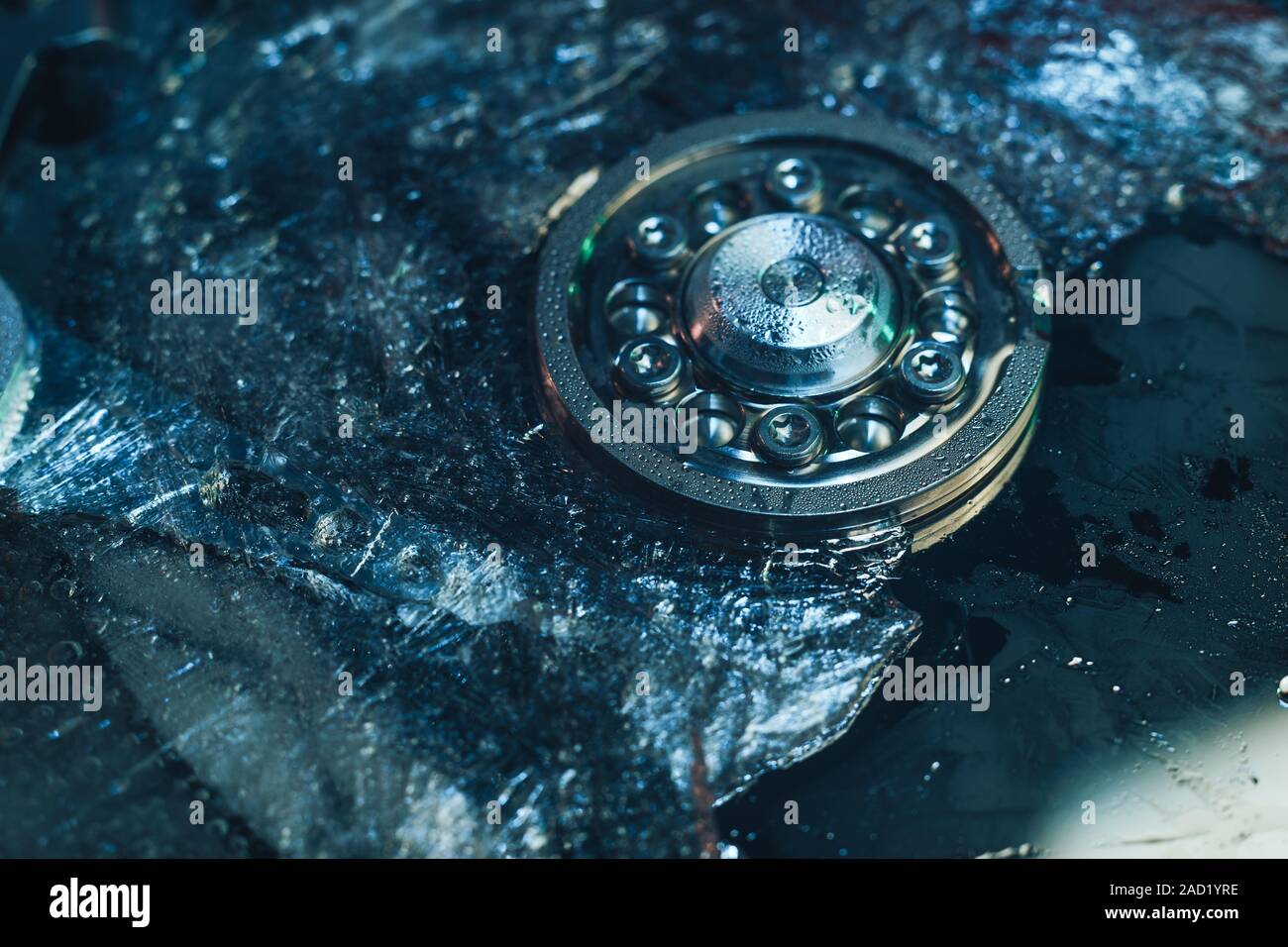 Beautiful open detail frozen hard disk background. Concept protection ...
