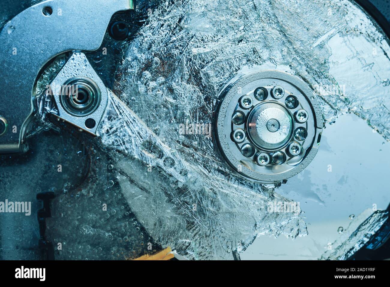Beautiful open detail frozen hard disk background. Concept protection ...