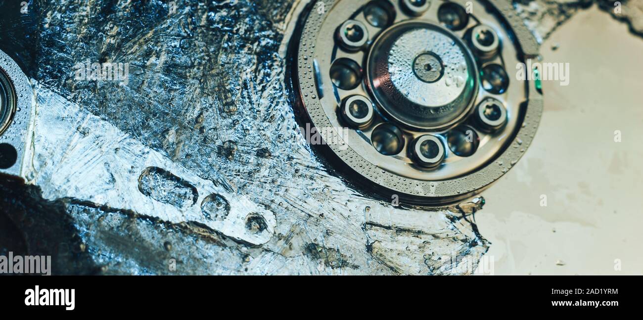 Beautiful open detail frozen hard disk background. Concept protection ...