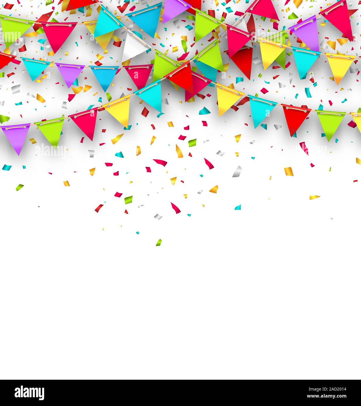 Colorful Background with Hanging Bunting and Confetti for Your Party ...