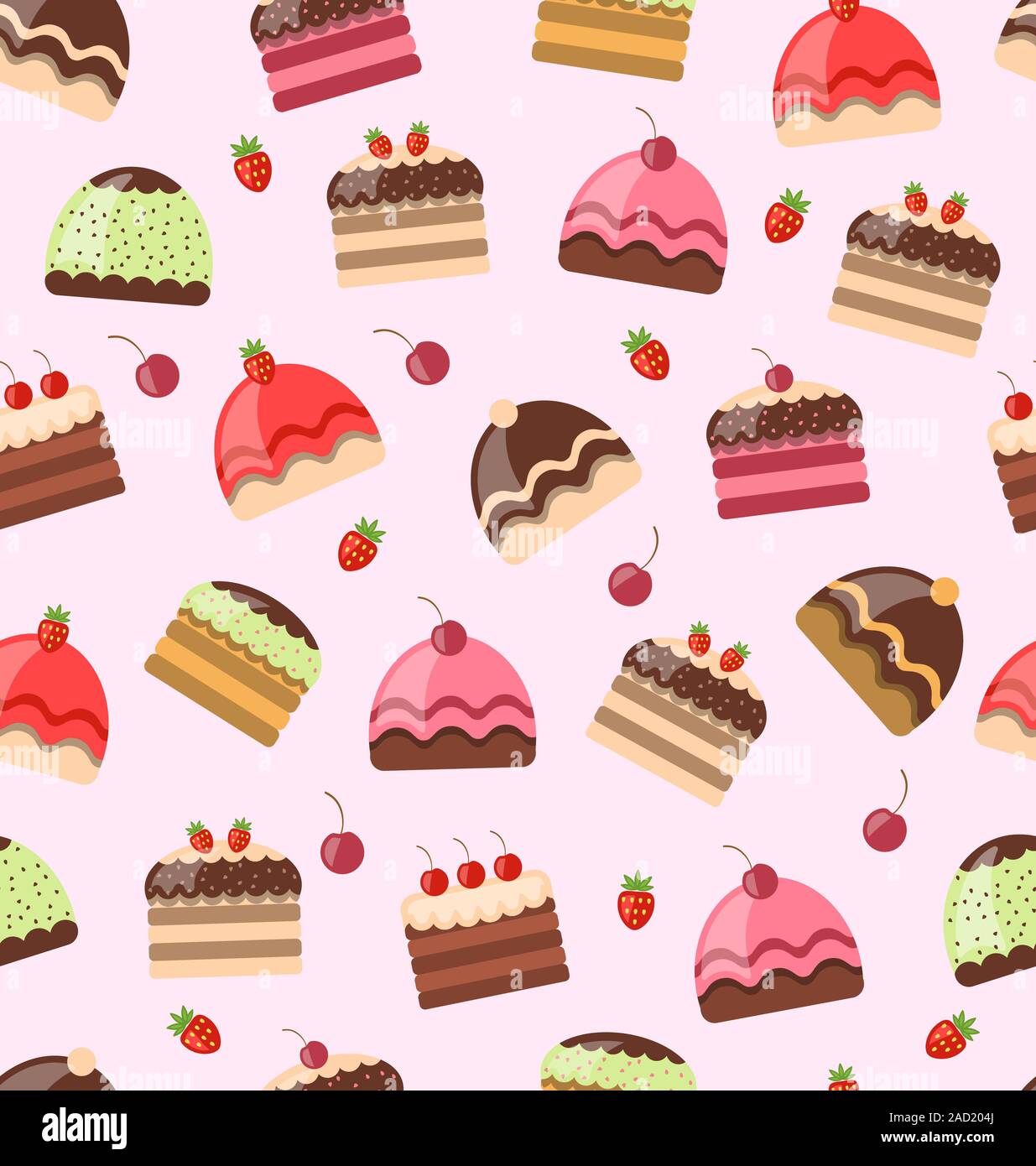 Cherry cake seamless pattern hi-res stock photography and images - Alamy