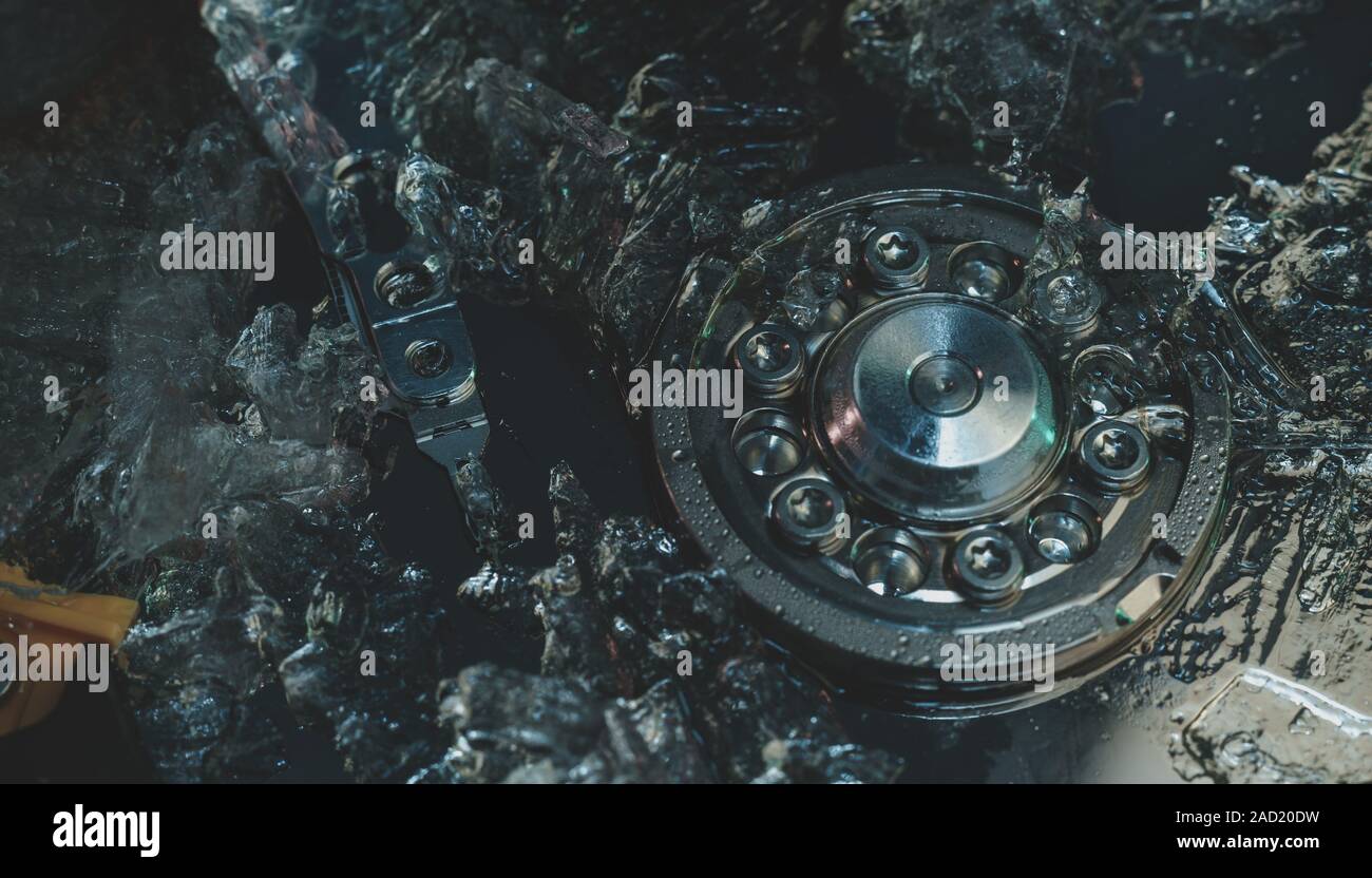 Beautiful open detail frozen hard disk background. Concept protection ...