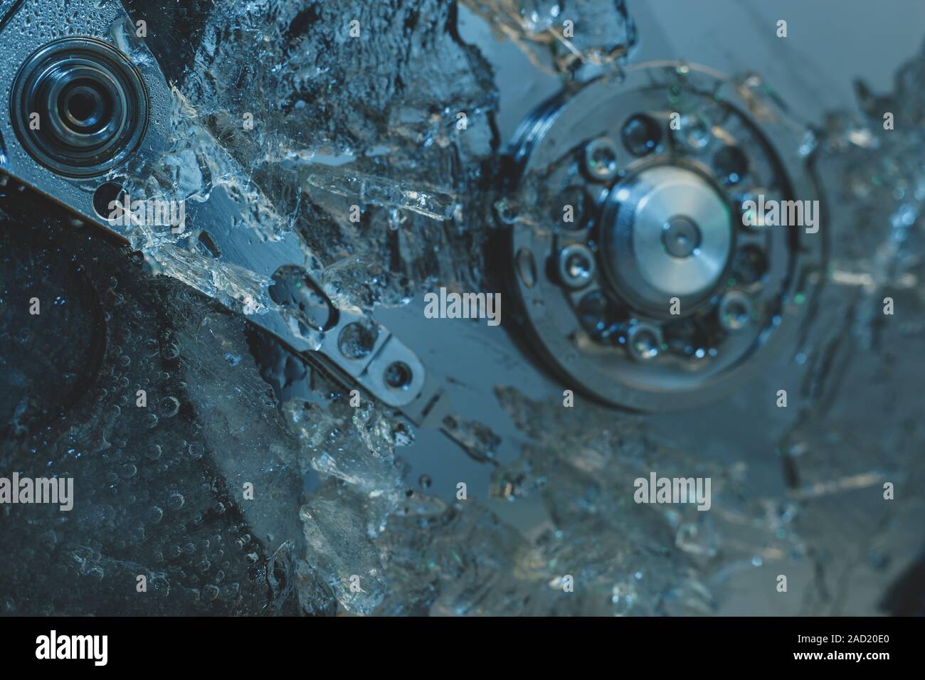Close up beautiful open detail frozen hard disk background. Concept ...