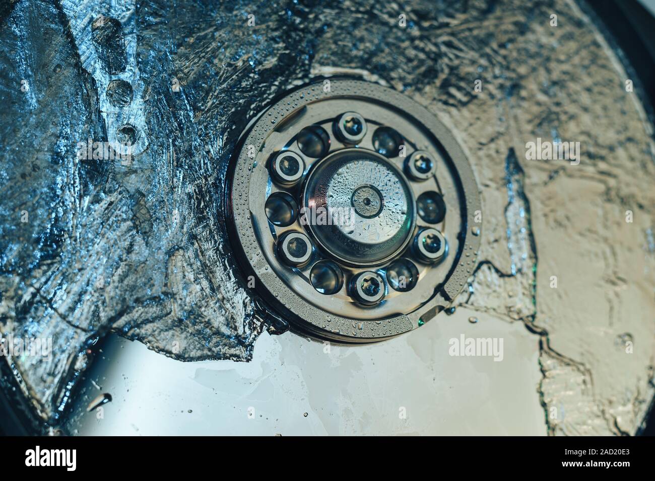 Beautiful open detail frozen hard disk background. Concept protection ...