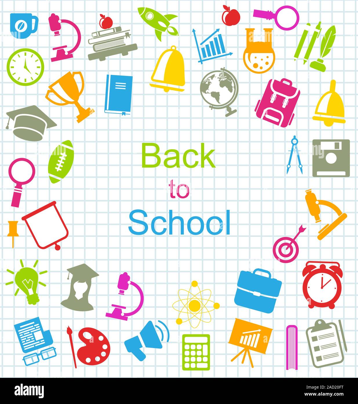 Kit of School Colorful Simple Objects Stock Photo - Alamy