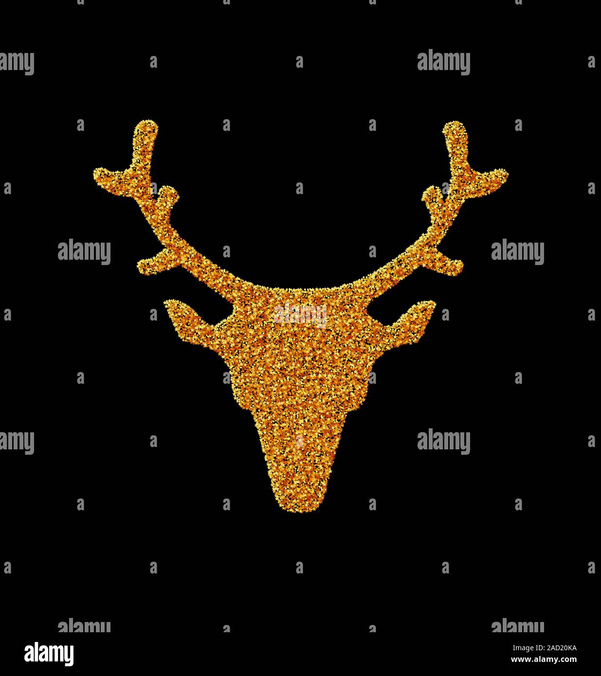 Symbol Xmas Deer head made from golden particles Stock Photo - Alamy