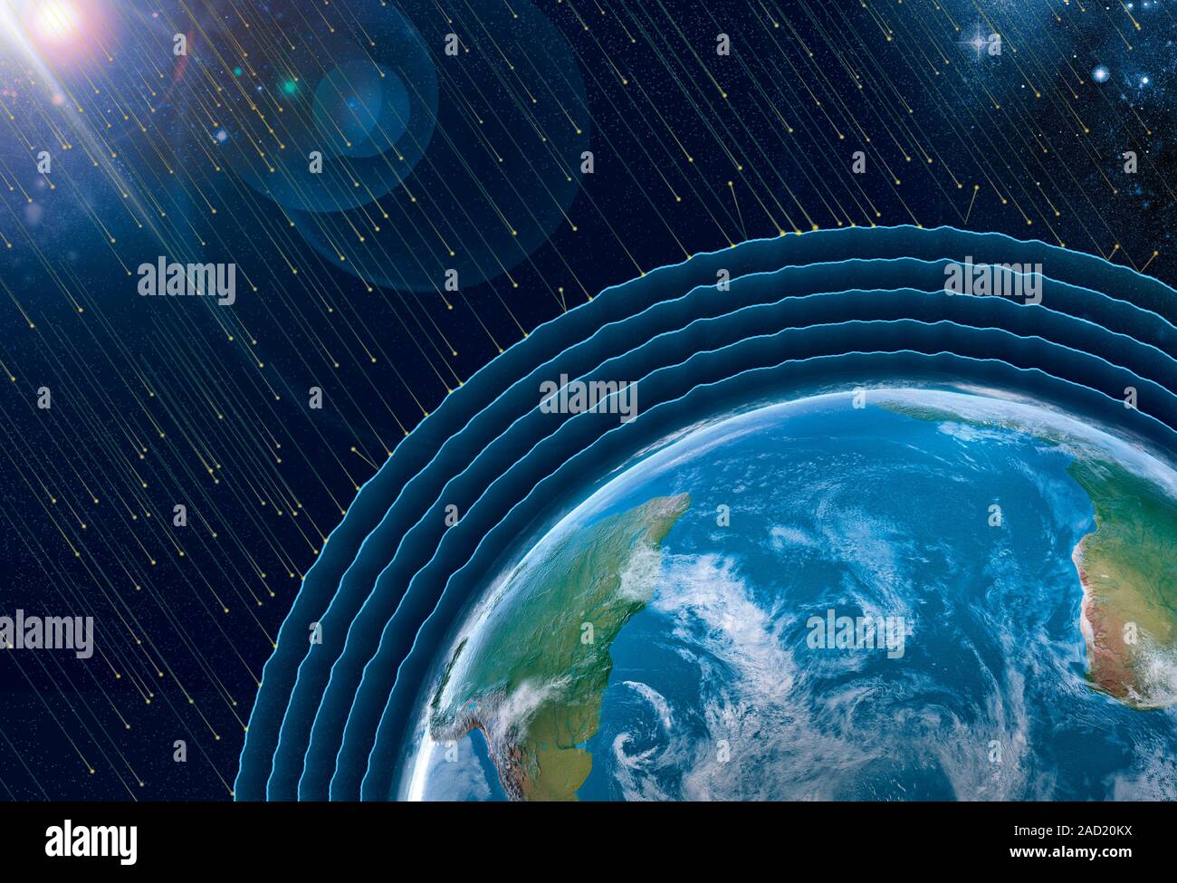 Earth's radiation belts. Computer illustration of the Earth and its ...