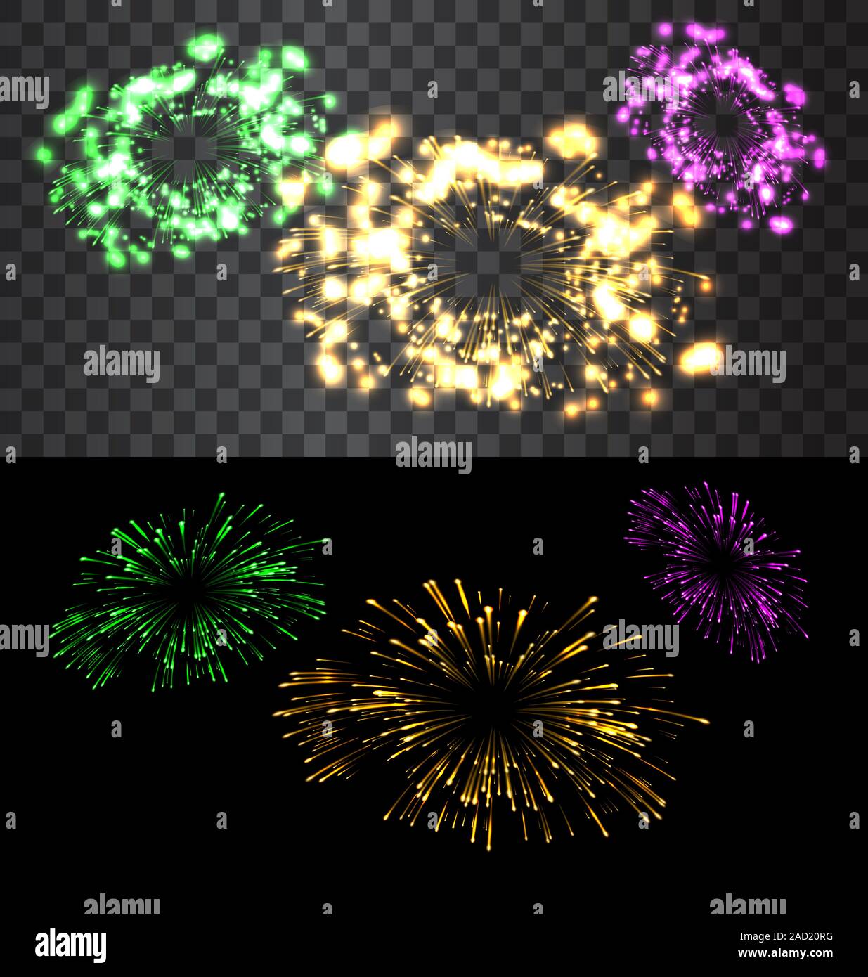 Set of isolated fireworks Stock Photo - Alamy