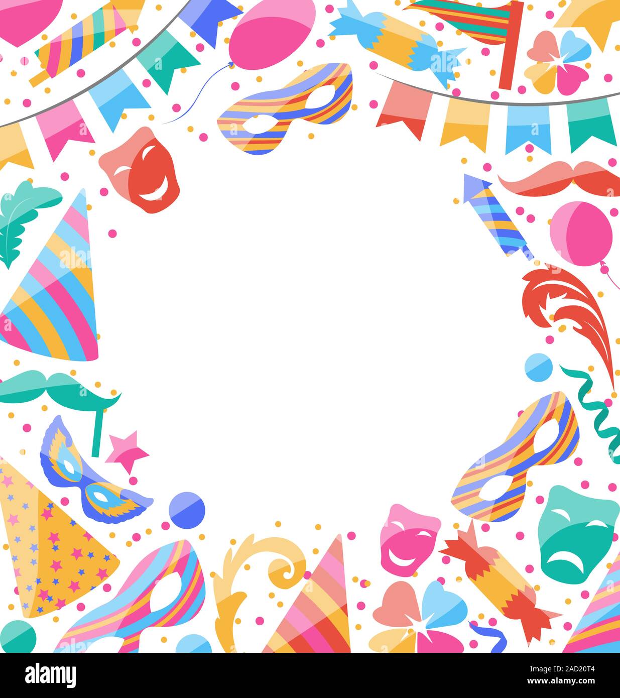 Frame Celebration background with carnival stickers and objects Stock ...