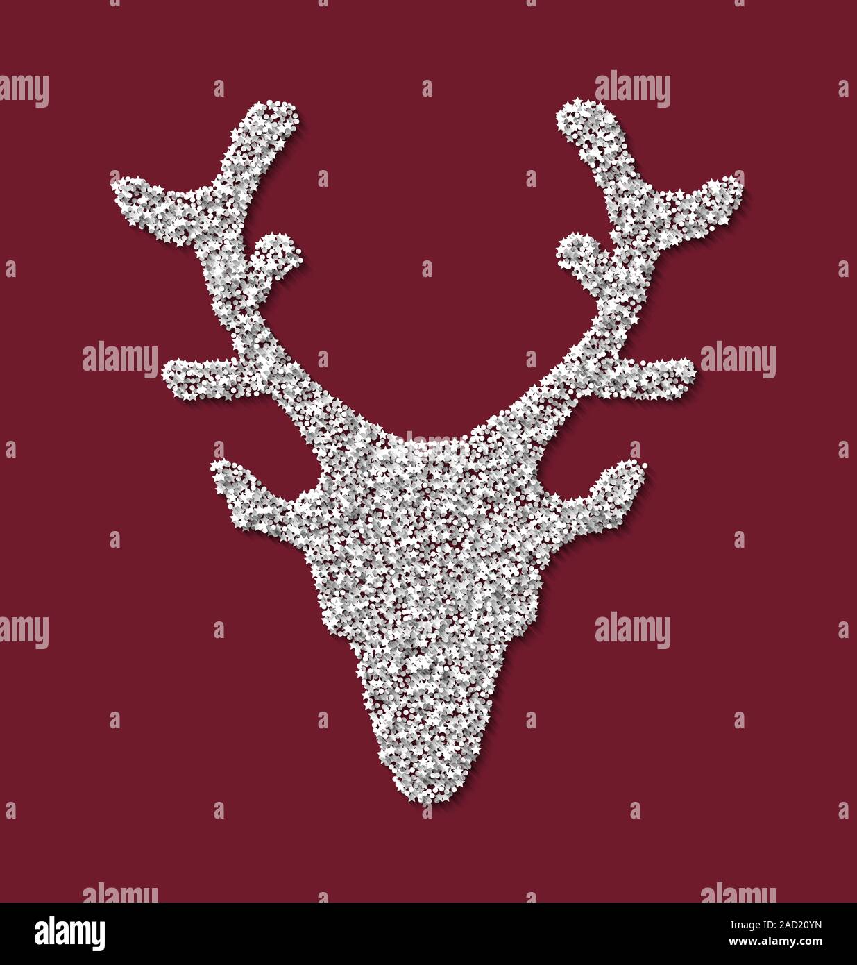 Symbol Xmas Deer head red backdrop made from white hoarfrost Stock ...