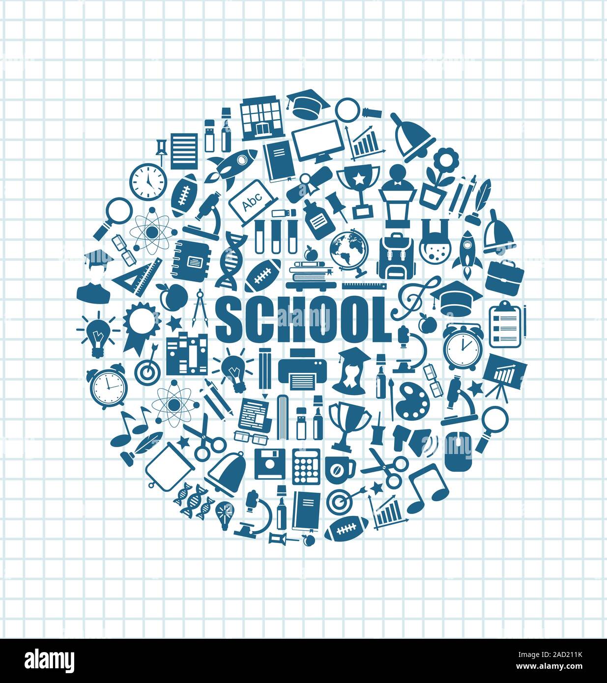 Set of School Icons, Back to School Objects Stock Photo - Alamy