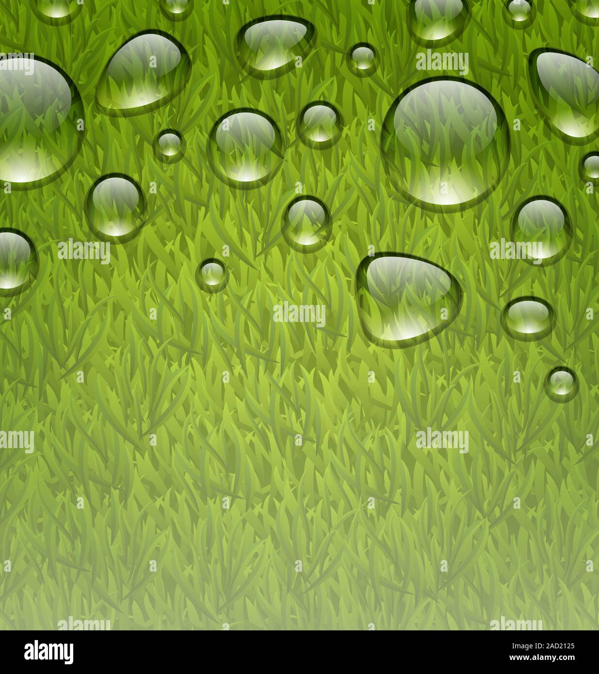 Eco friendly background with water drops on fresh green grass texture ...