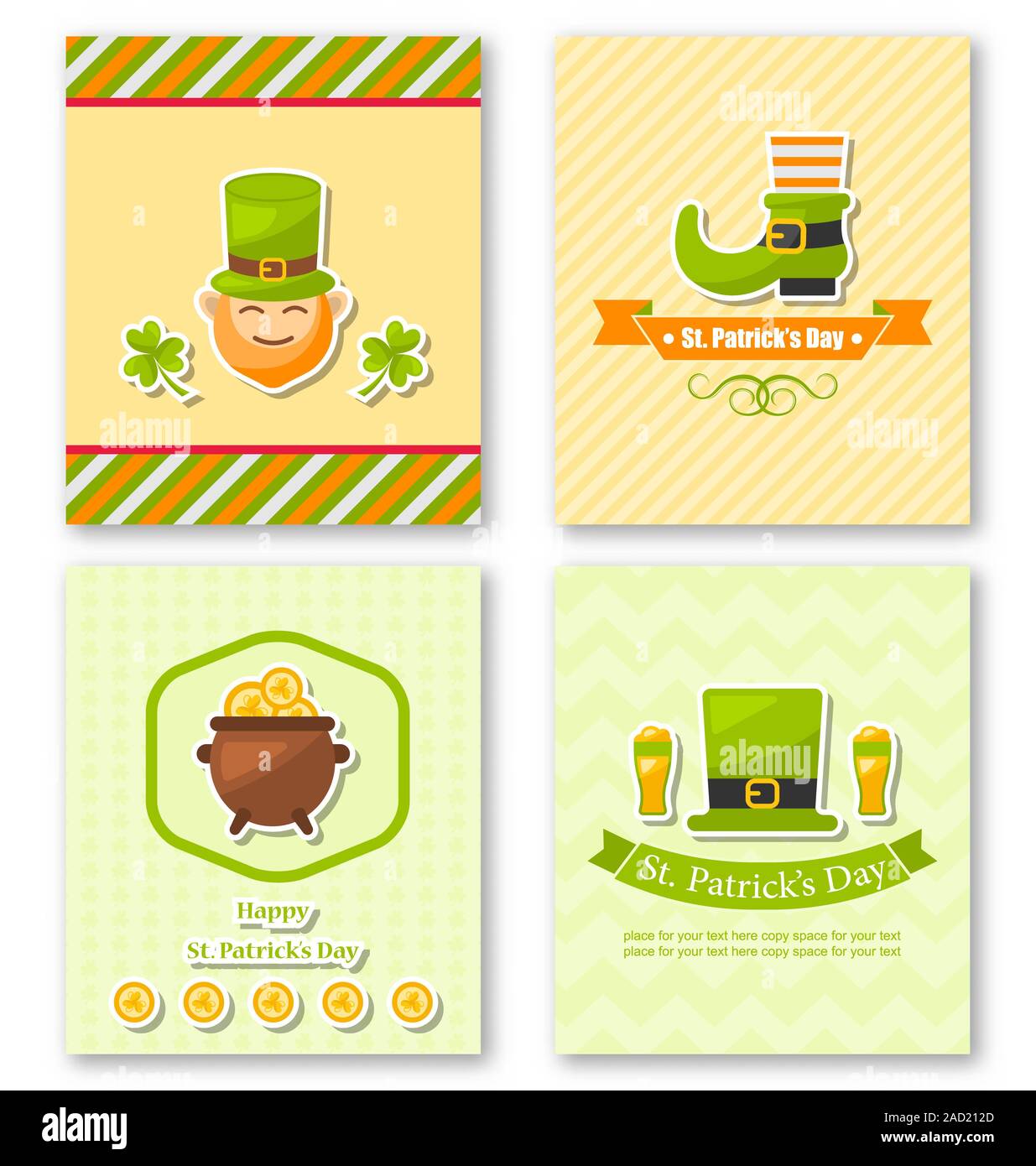 Set Greeting Posters with Traditional Symbols for St. Patricks D Stock ...