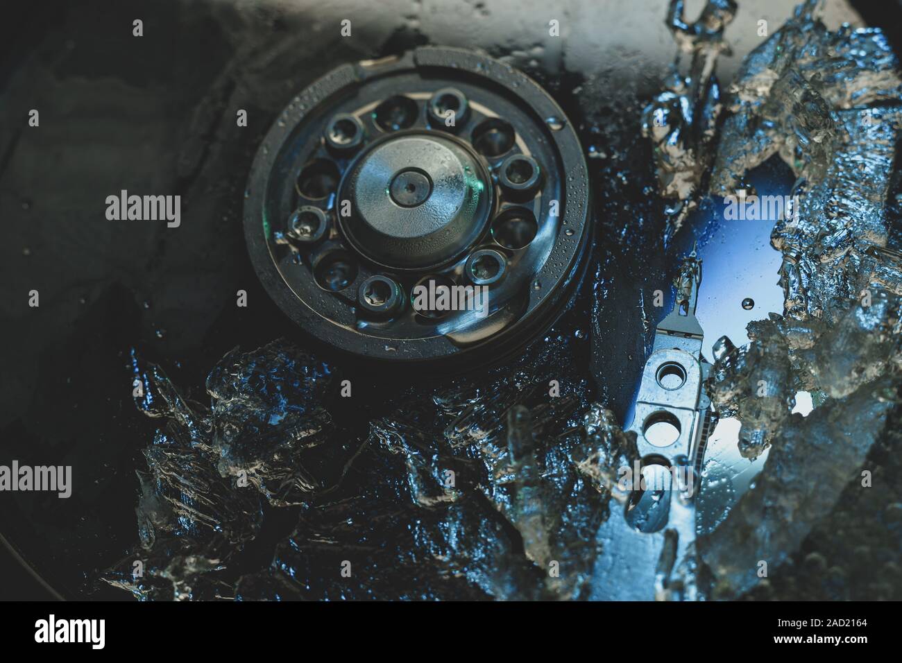 Close up beautiful open detail frozen hard disk background. Concept ...