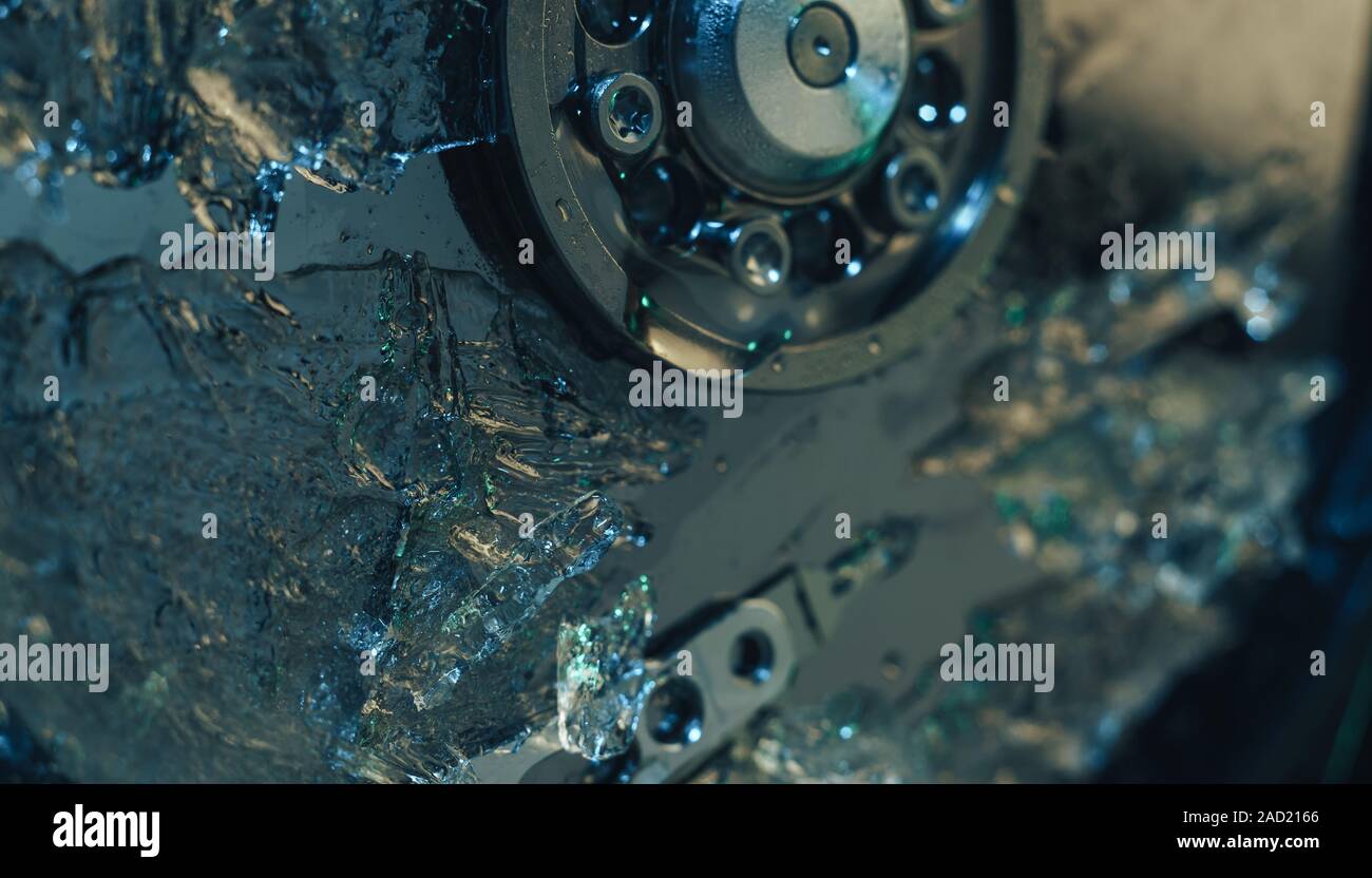 Close up beautiful open detail frozen hard disk background. Concept ...