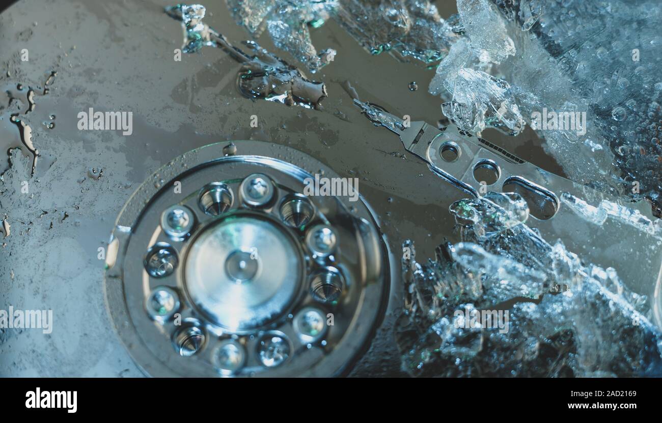 Close up beautiful open detail frozen hard disk background. Concept ...