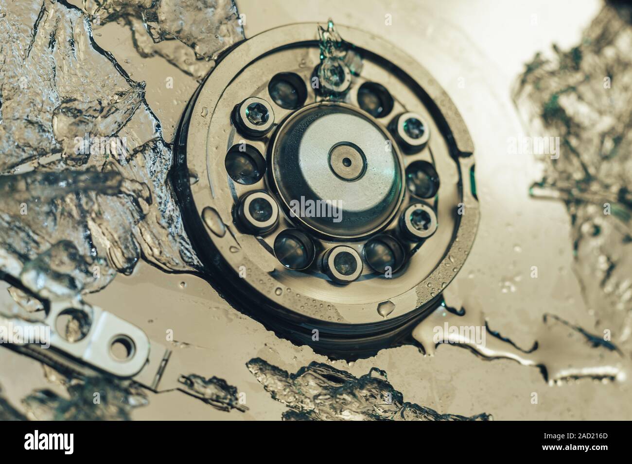 Close up beautiful open detail frozen hard disk background. Concept ...