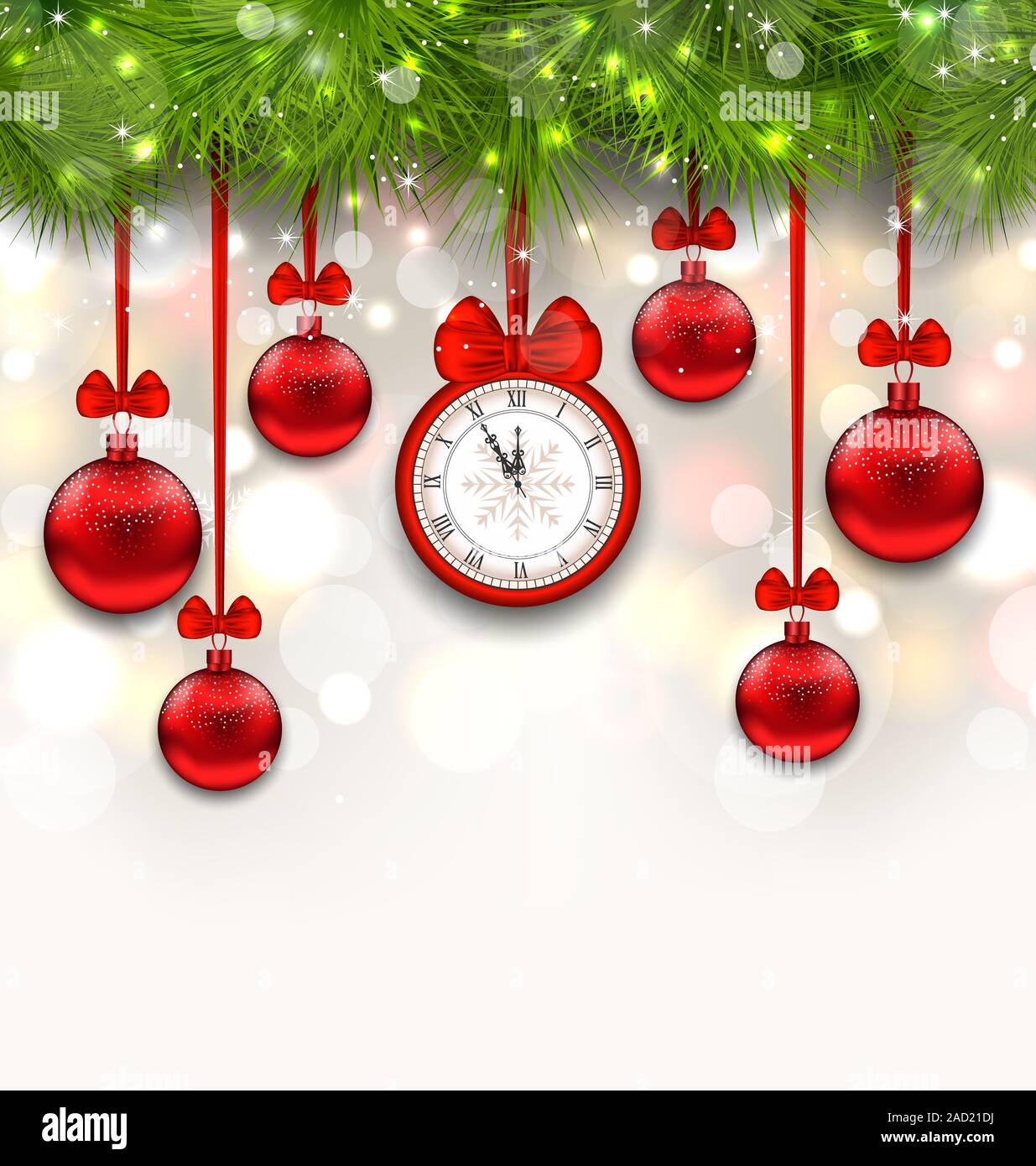 New Year Shimmering Background with Clock Stock Photo - Alamy