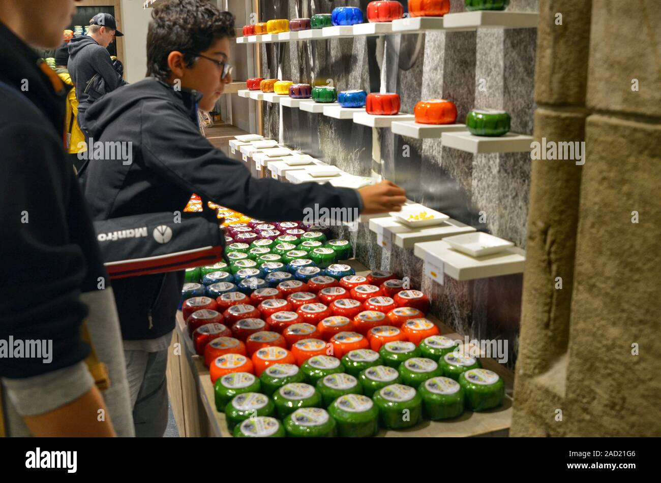 Amsterdam, Holland, August 201. Dutch cheese shapes: displayed on ...