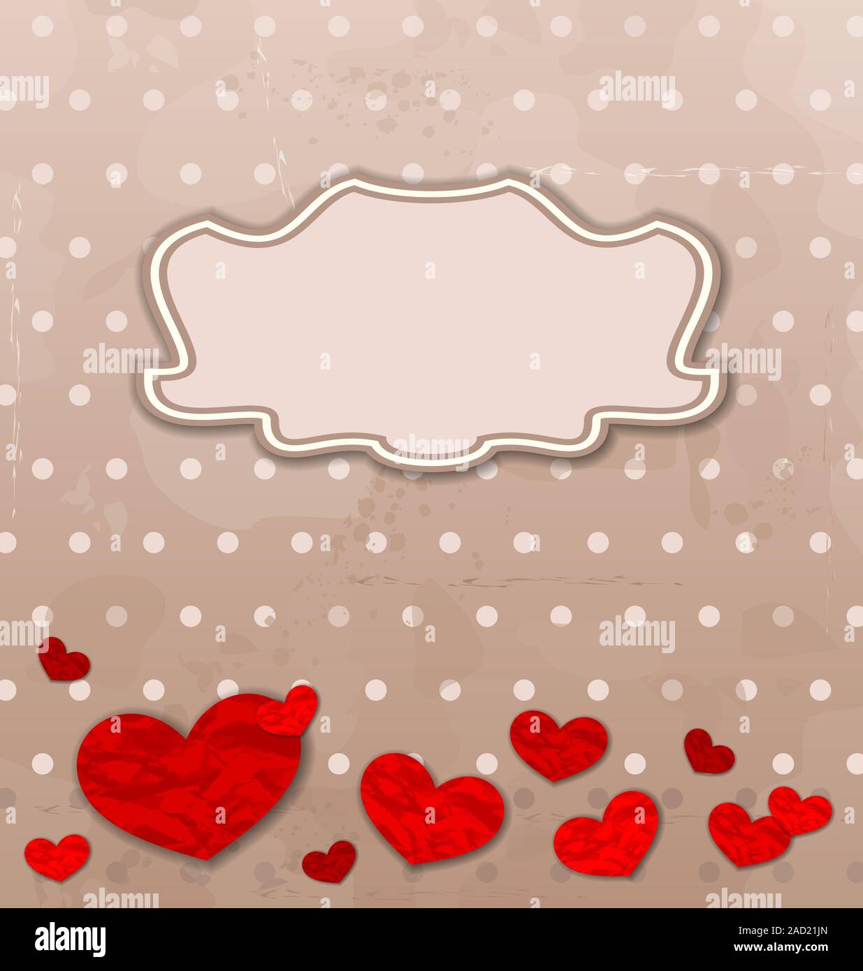 Vintage card with set crumpled paper hearts Stock Photo - Alamy