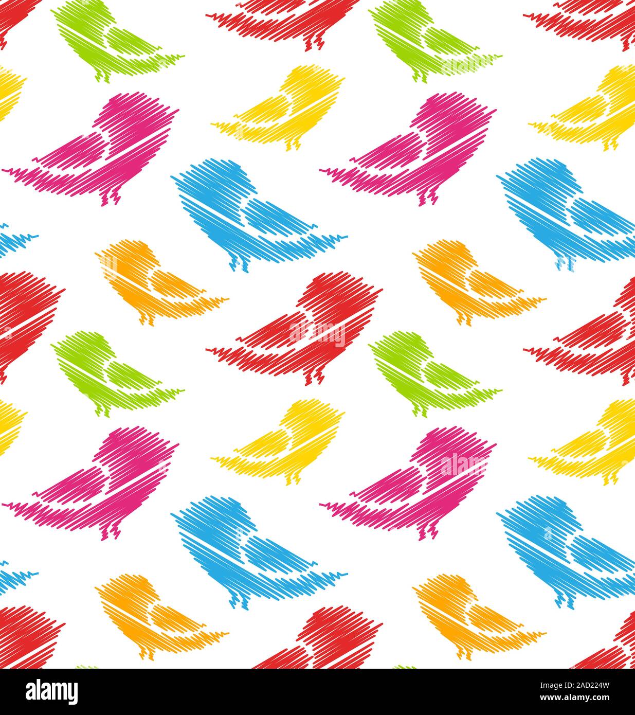 Seamless Pattern with Abstract Colorful Birds Stock Photo - Alamy