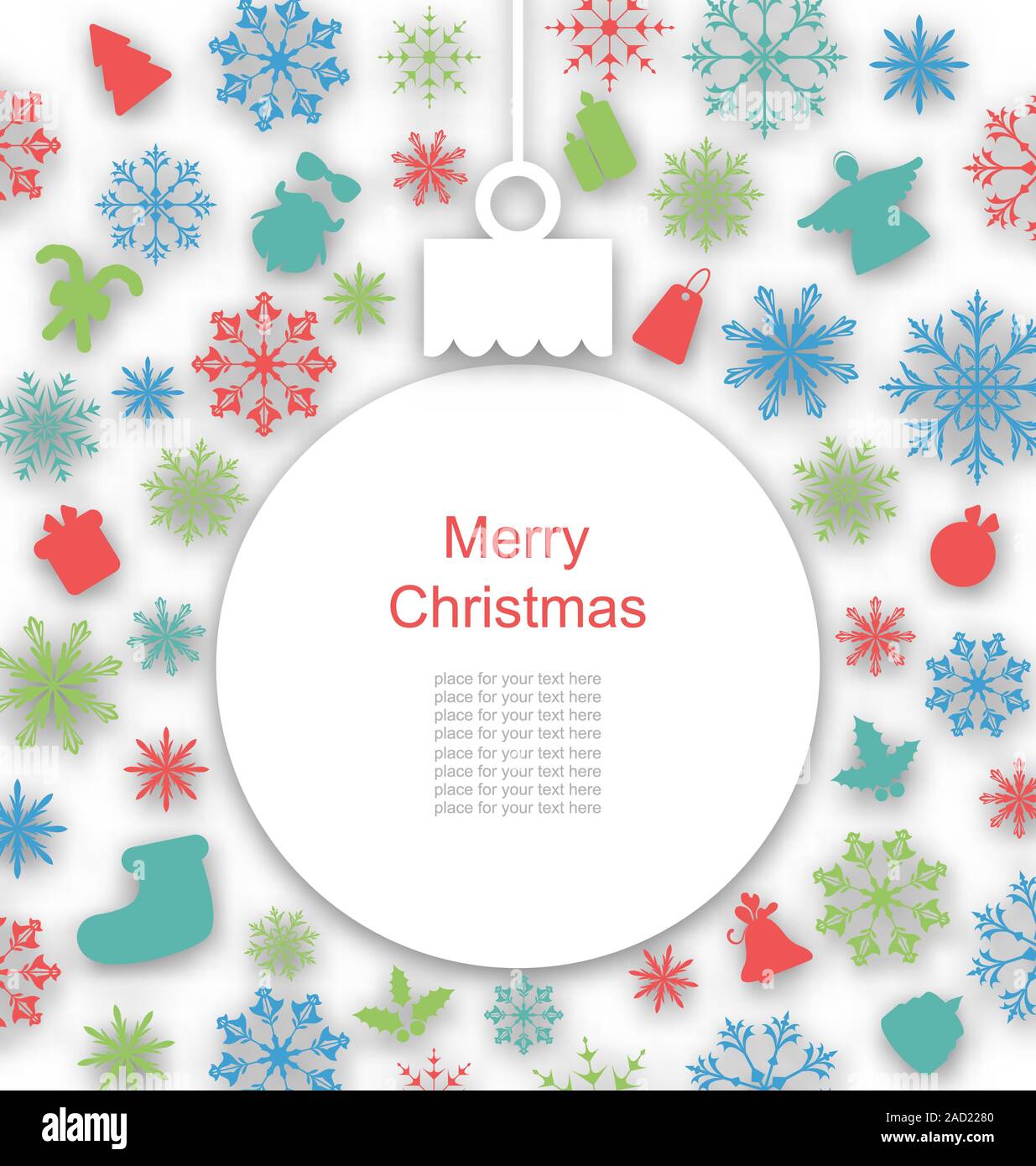 Christmas Paper Card with Traditional Elements Stock Photo - Alamy