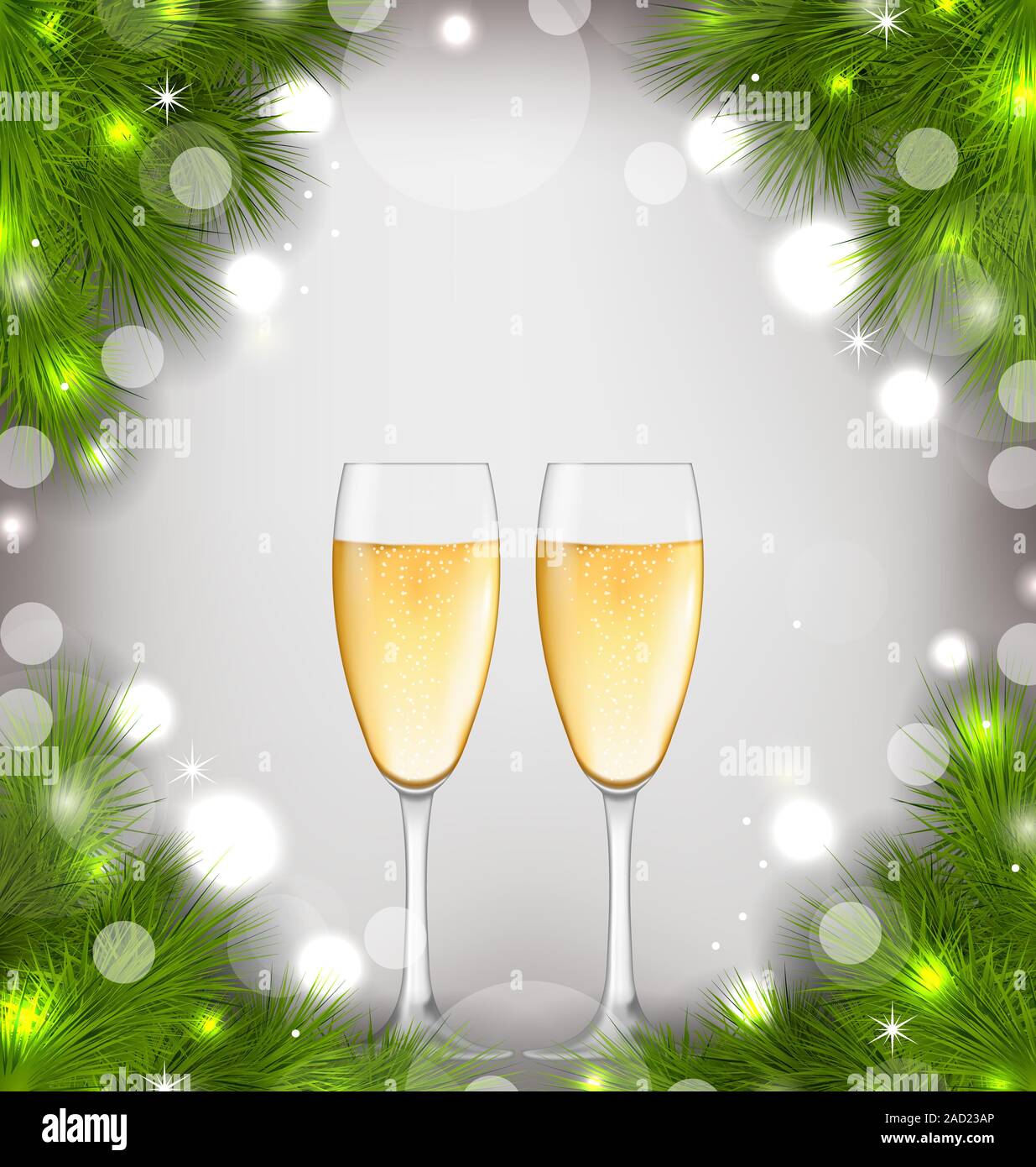 Merry Christmas Background with Glasses of Champagne Stock Photo - Alamy